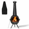 Mainstays 67” Tall Round Powder-Coated-Black Finish Steel Wood Burning ...