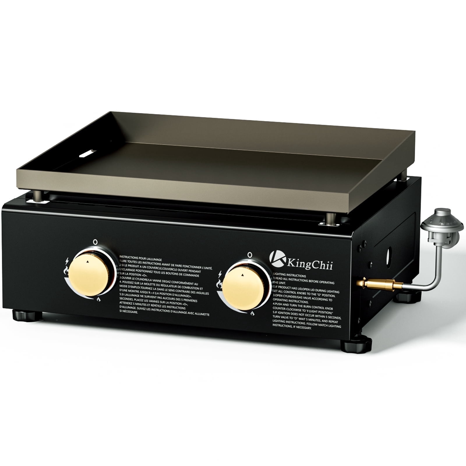 KingChii Portable 2-Burner 18.5" Propane Griddle Table Top Gas Grill ...