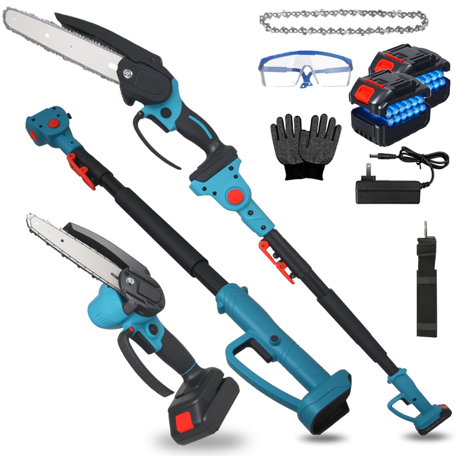 KingFurt 2-in-1 Cordless Pole Saw,6 Inch Electric Pole Chainsaw with ...