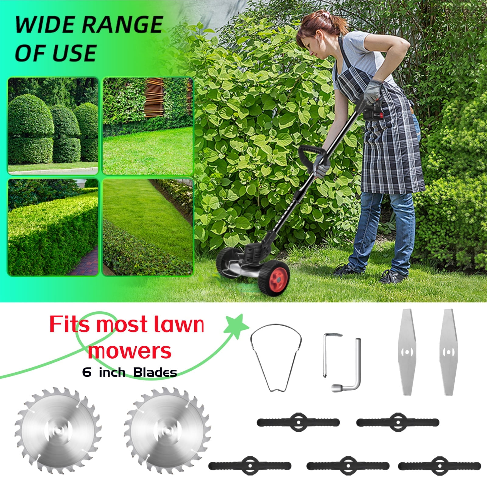 KingFurt 6-Inch Universal Weed Eater Wacker Blades Kit - 2 Circular Saw ...