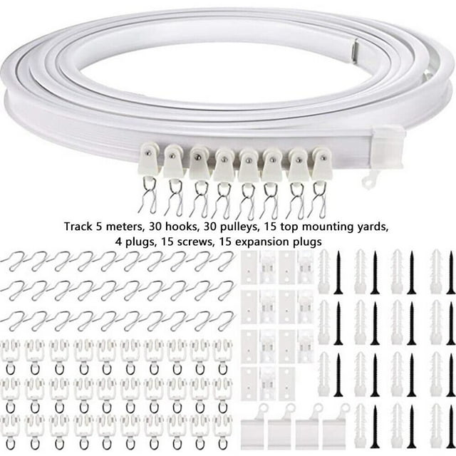 KingFurt Flexible Bendable Ceiling Curtain Track, 16.4Ft, Curved with ...