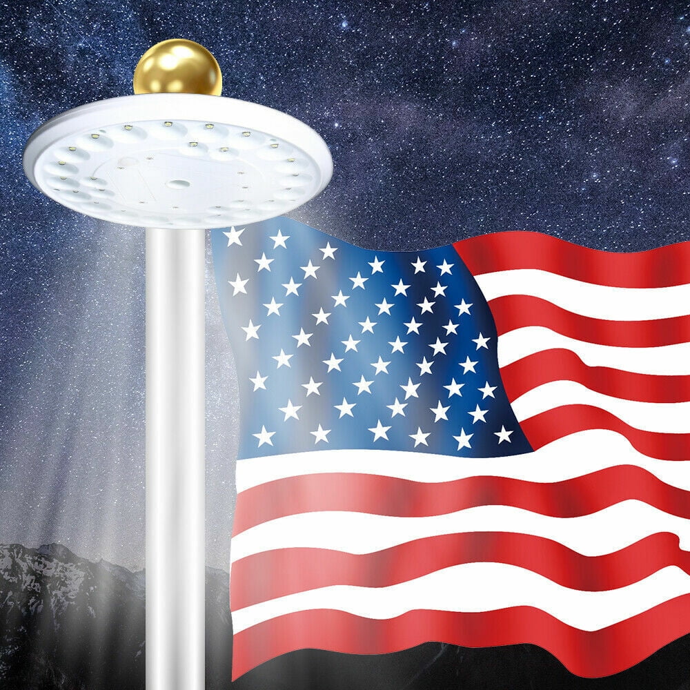 KingFurt Solar Powered Light USA Flag Pole Light Automatic Sensor 26 ...