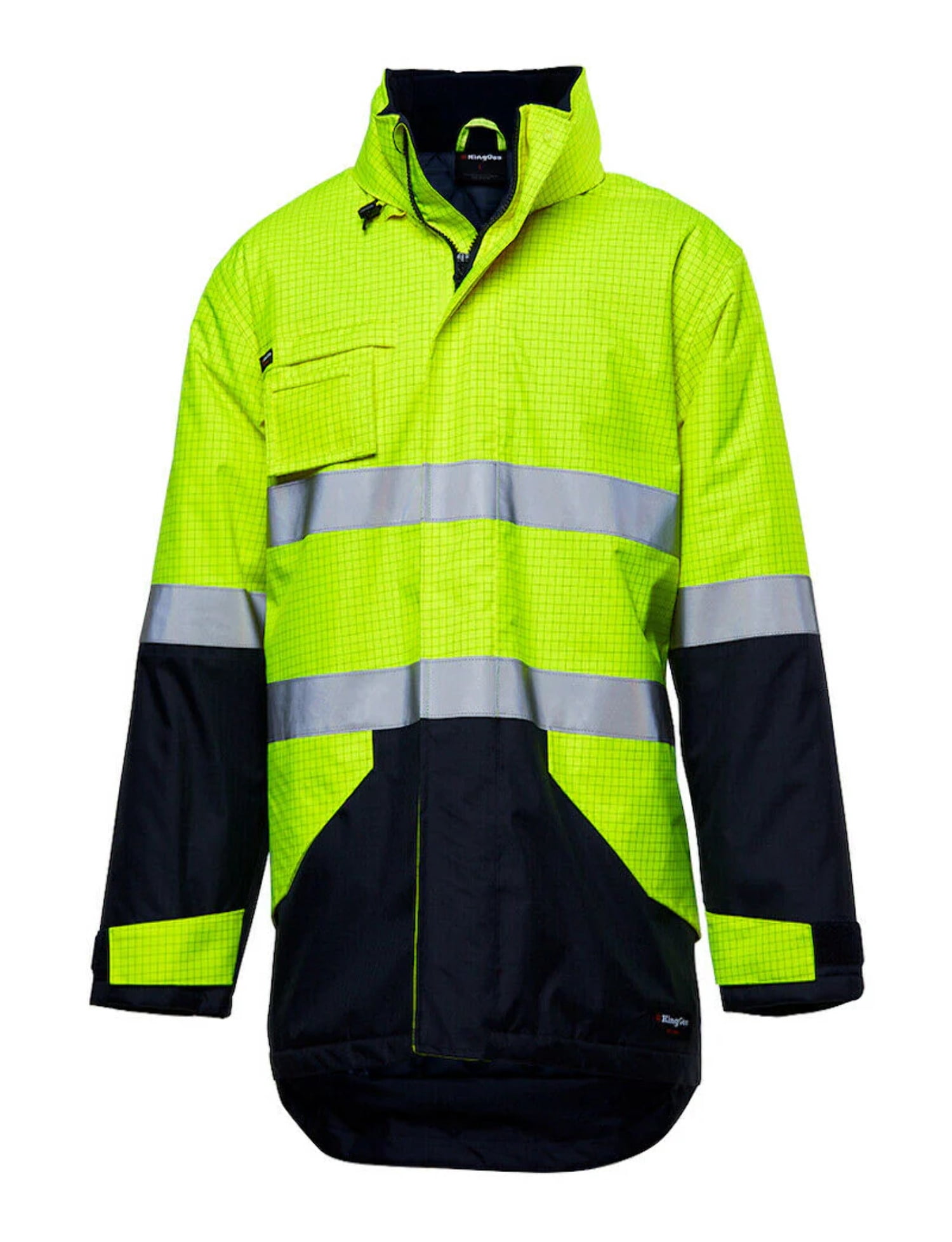 KingGee Anti Static Jacket Work Waterproof Hi-Vis Taped Hood Safety ...