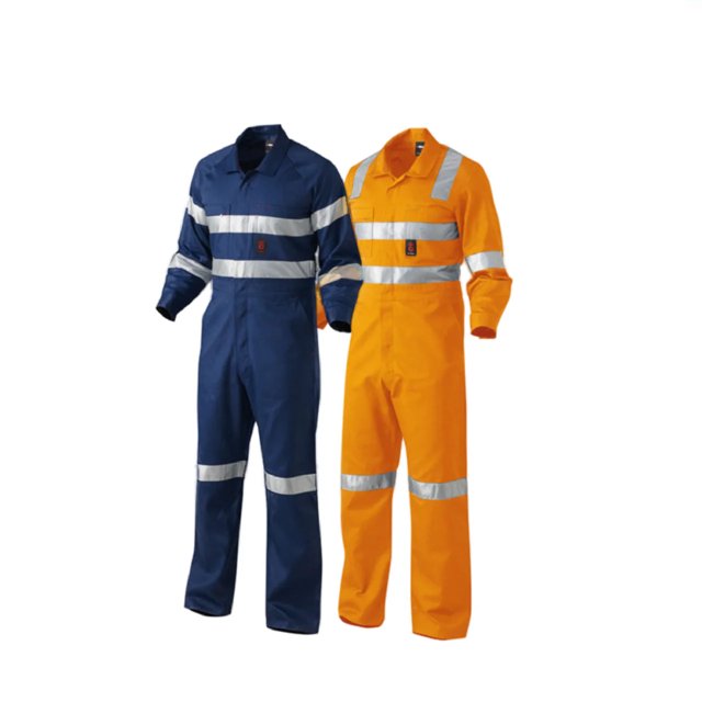 KingGee Mens Lightweight Cotton Drill Overalls Hi-Vis Taped Safety Work ...
