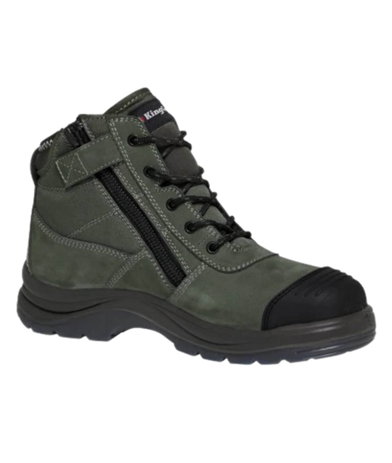 KingGee Mens Tradie Boots Safety Side Zip Work Boot Breathable Leather ...