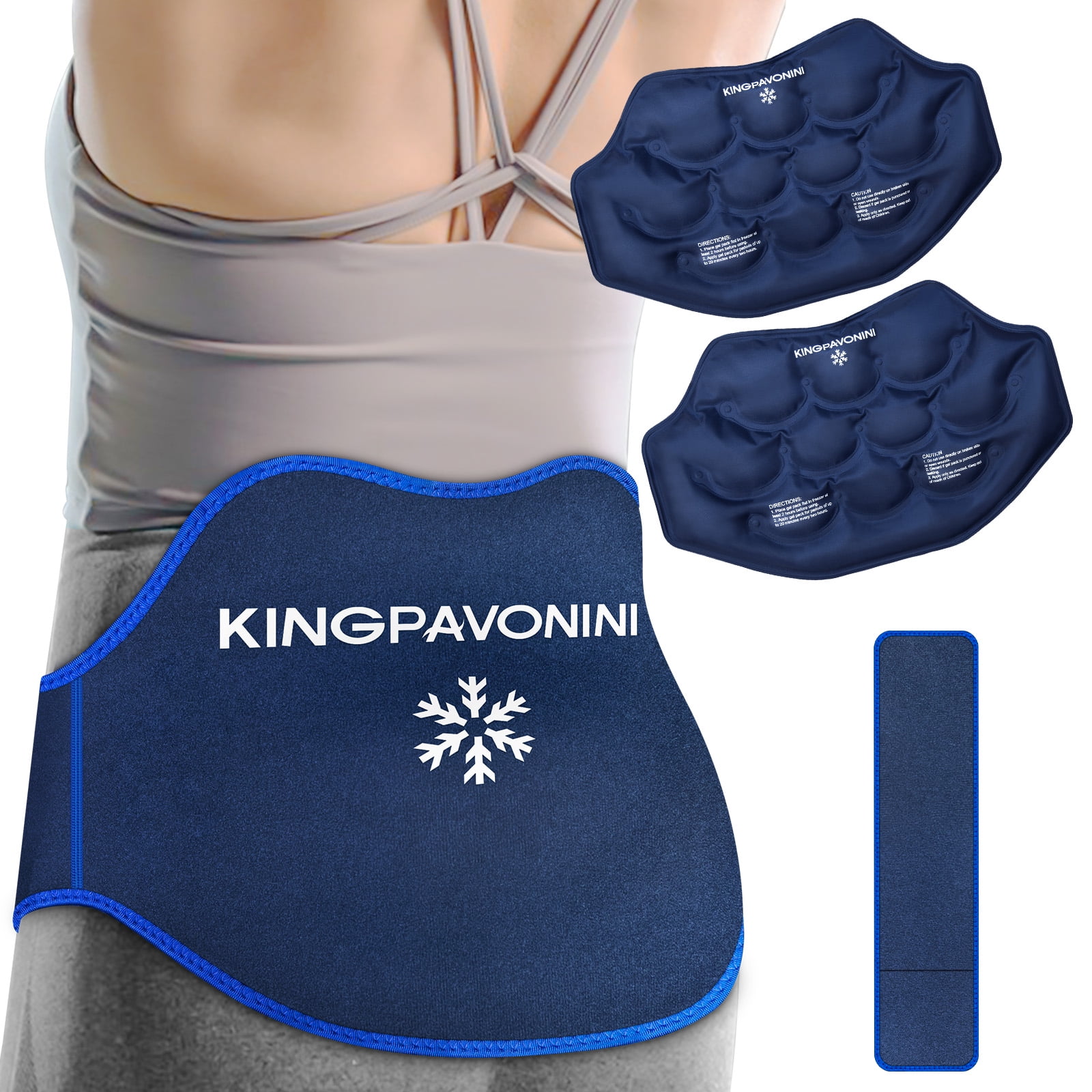 KingPavonini XL Ice Pack for Back Pain Relief with Extension Strap, 2 ...