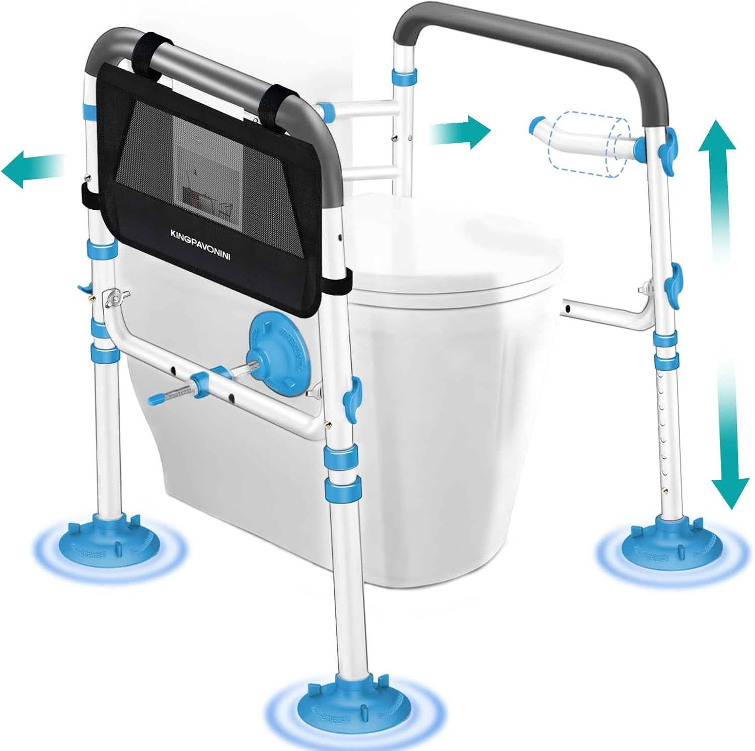 KingPavonini Toilet Safety Rail (350 LB) - Adjustable Foldable Toilet ...
