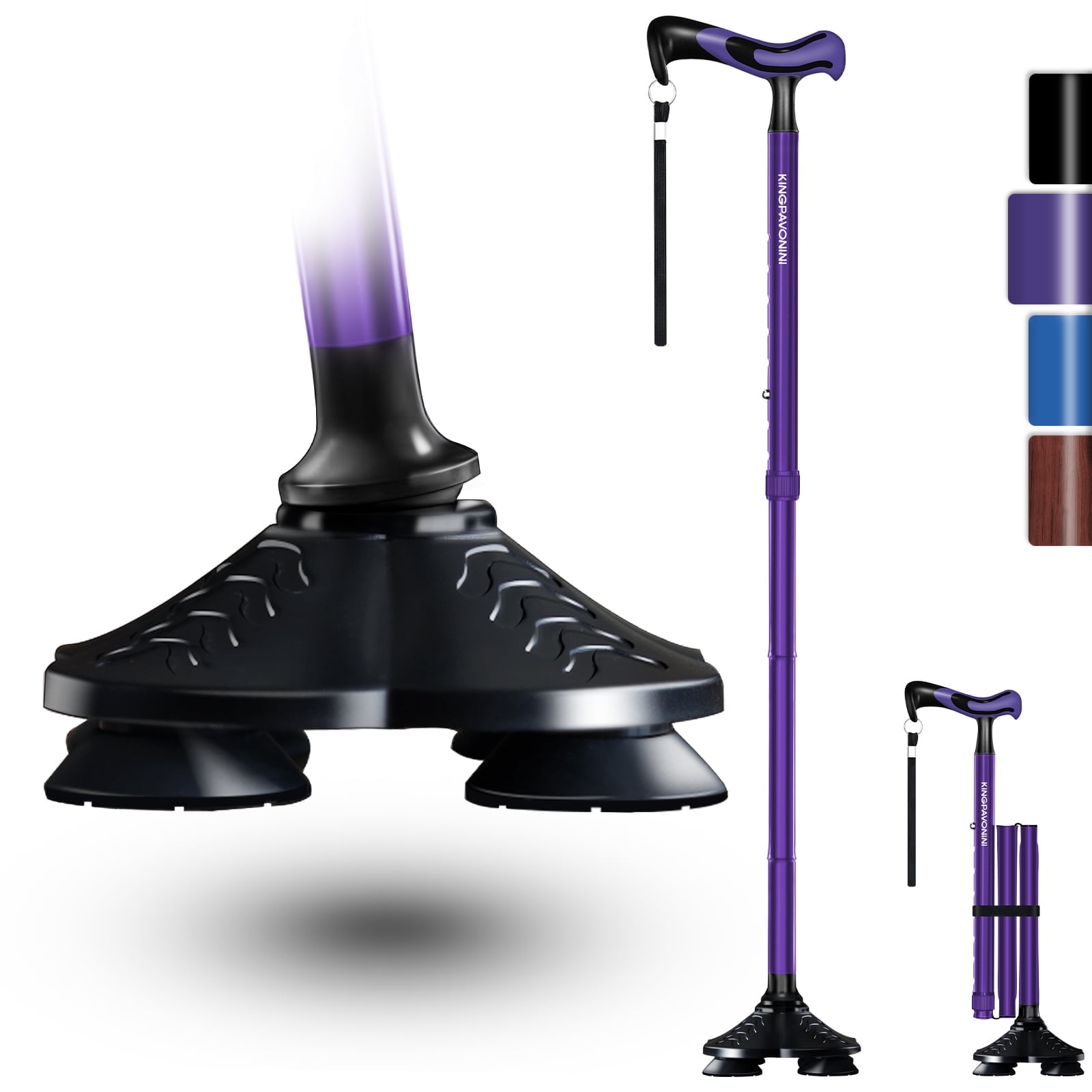 KingPavonini Walking Cane for Men Women Stability, Free Standing ...