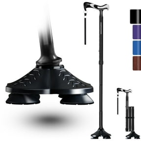 Rehand Adjustable Folding Walking Cane with 4 Tipped Base, 360 Pivot ...