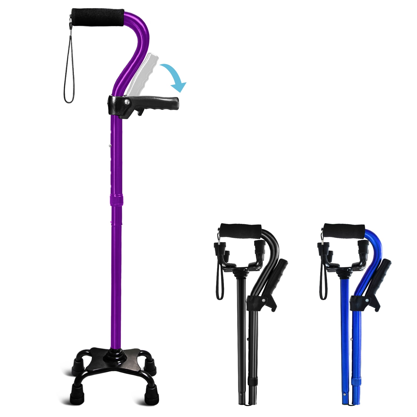 KingPavonini Adjustable Walking Stick for Elderly, Quad Base, Supports ...
