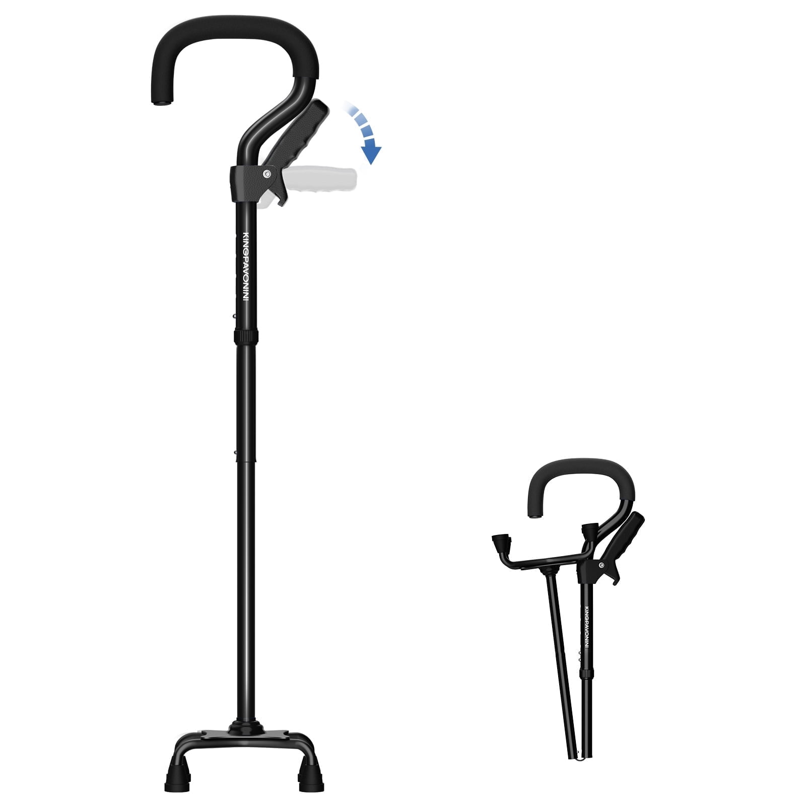 KingPavonini Walking Cane for Women/Men with Second Handle, Quad Cane ...