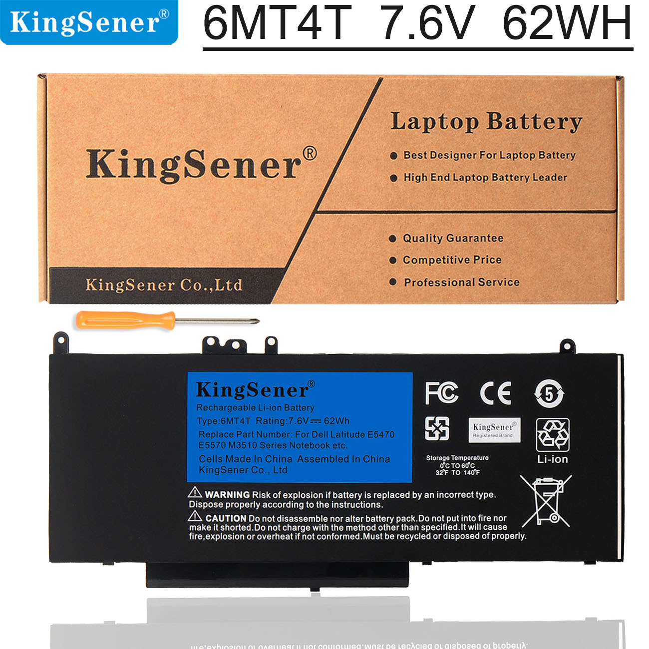 KingSener 6MT4T Laptop Battery For Dell Latitude E5470 E5570 15.6 ...