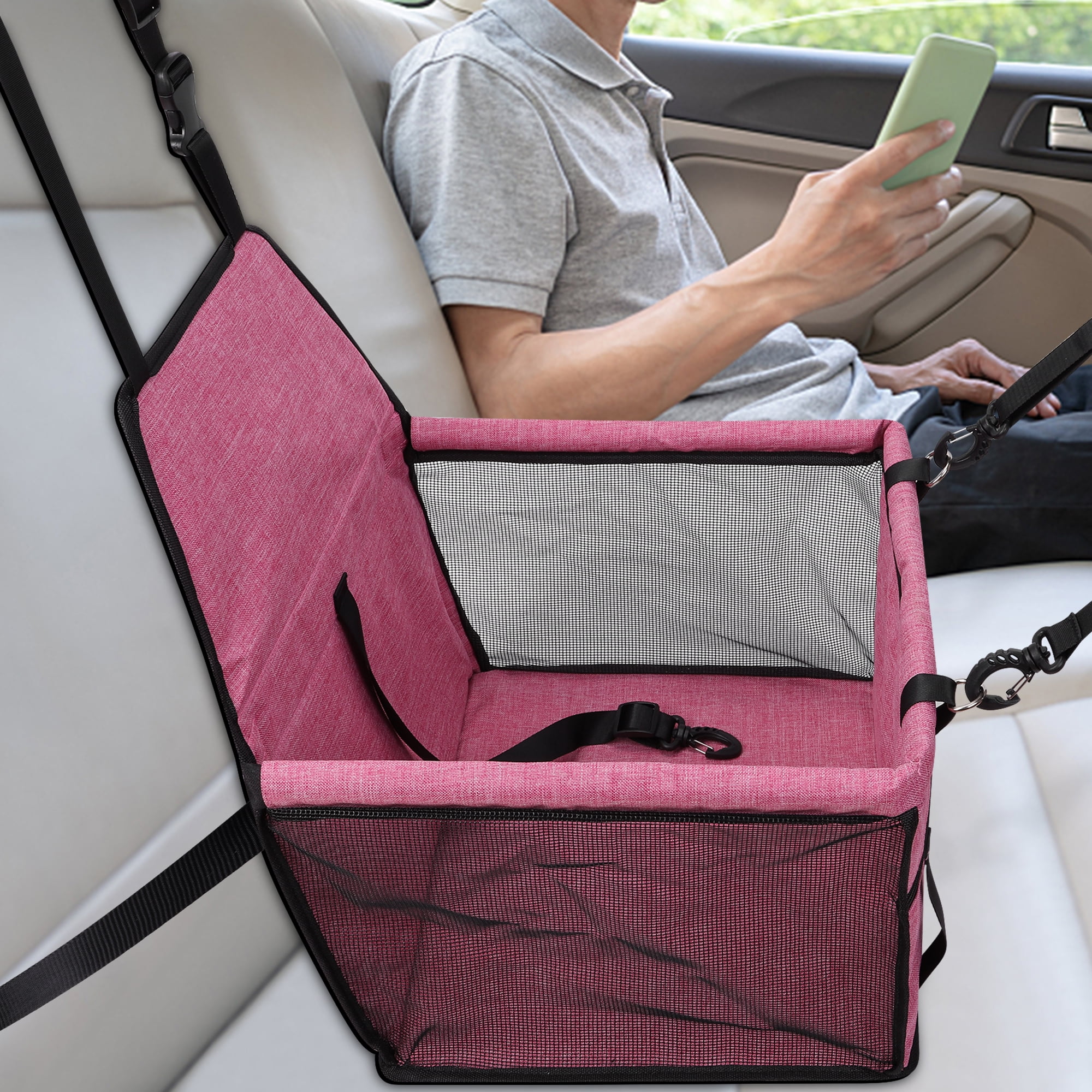 KingShop Reinforce Car Booster Seat for Dog Cat Portable and Breathable ...