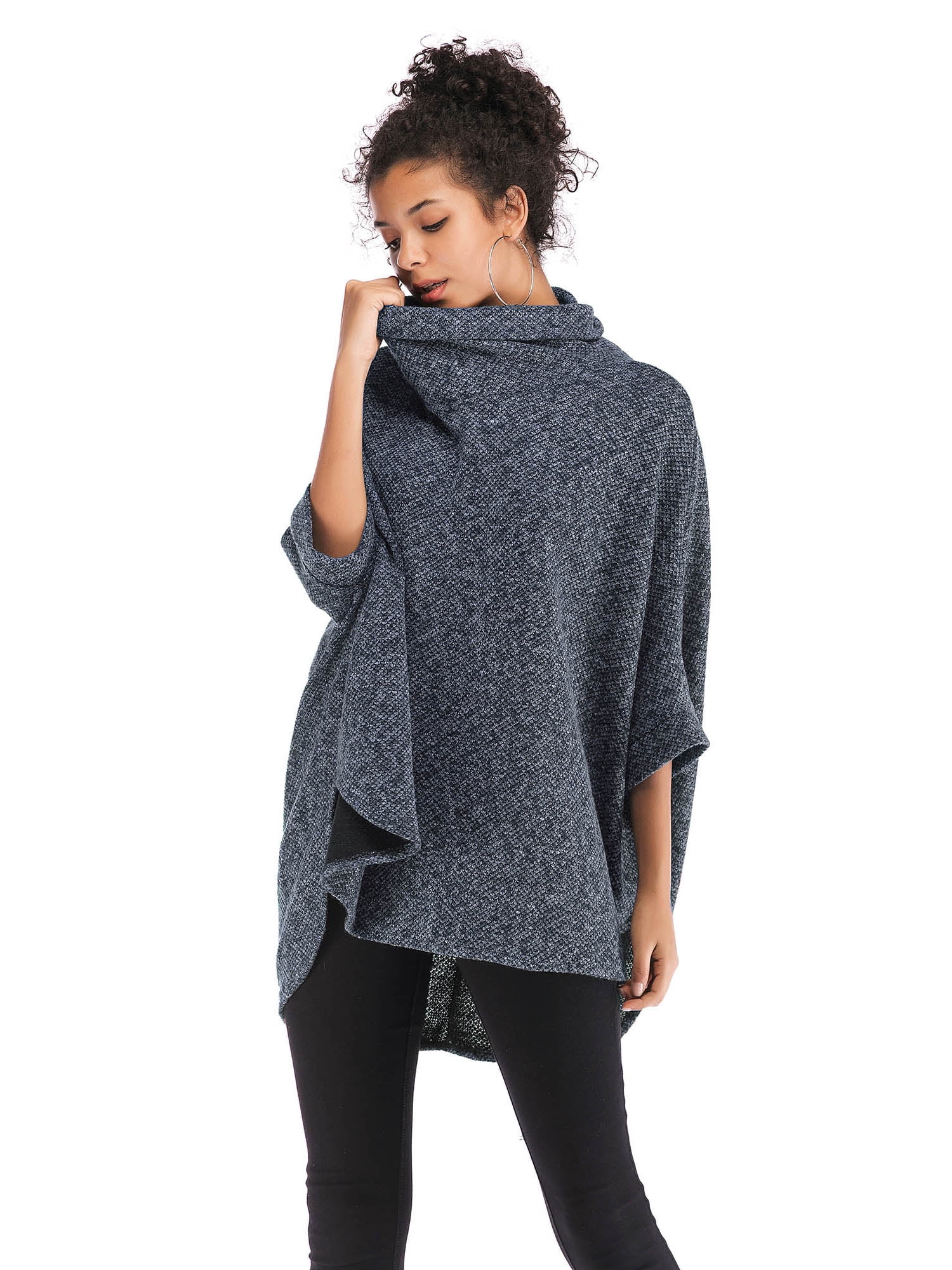 KingShop Womens Versatile Scarf Ponchos Sweater Shawl Poncho Cape ...