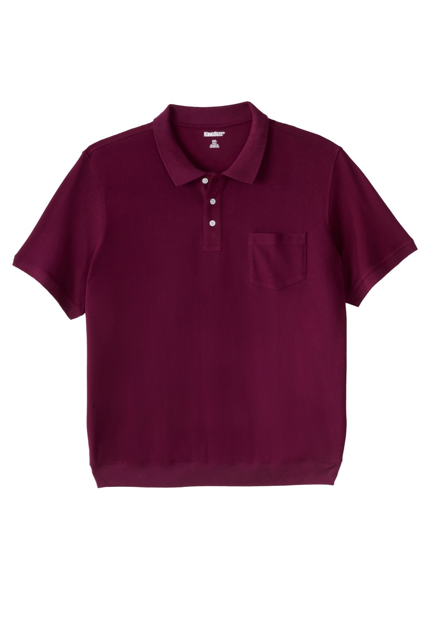 KingSize Men's Big & Tall Banded Bottom Pocket Shrink-Less Piqué Polo ...