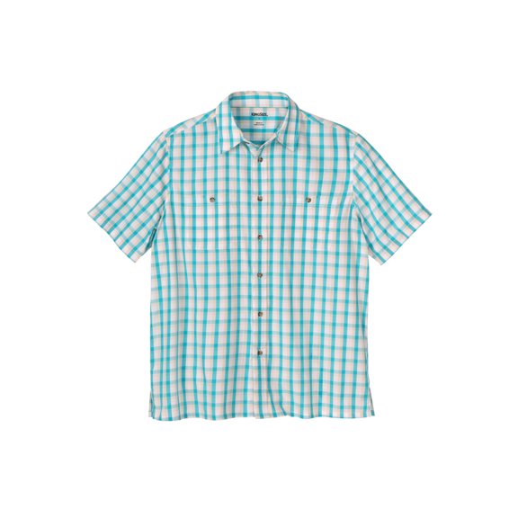 Kingsize Men's Big and Tall Plaid Short-Sleeve Sport Shirt, Button-Down ...