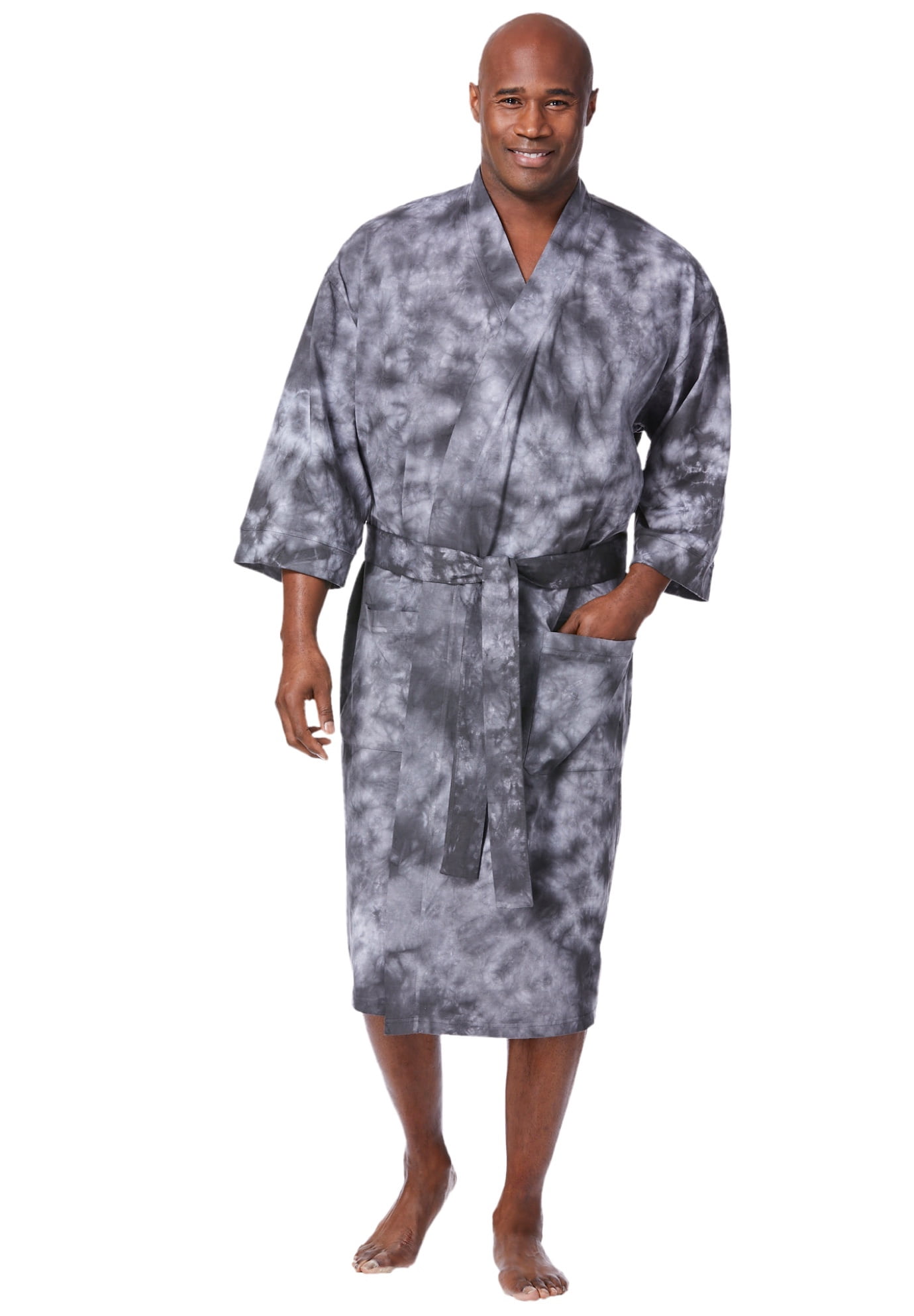 KingSize Men's Big & Tall Cotton Jersey Robe with Three-Quarter Sleeves ...