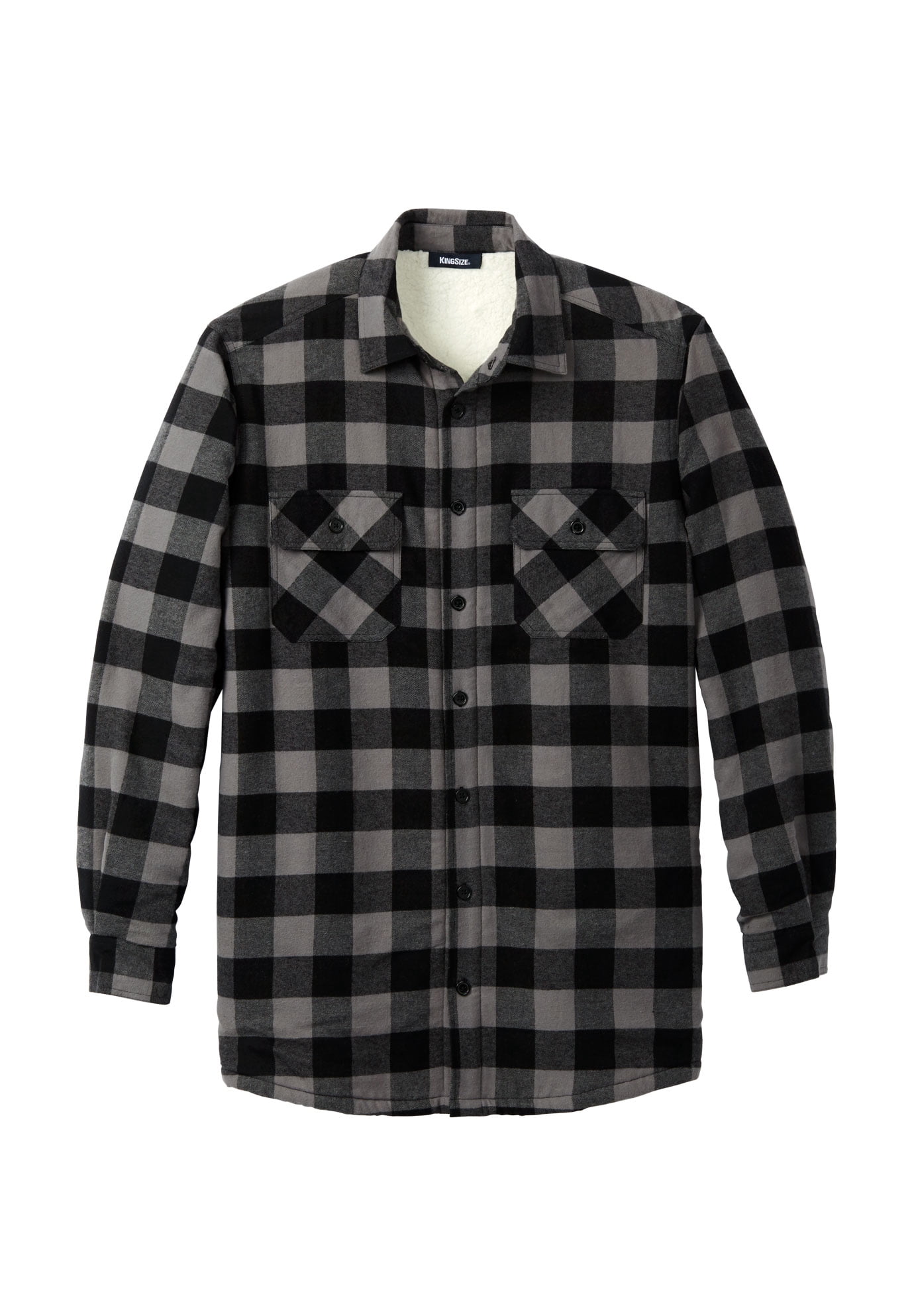 KingSize Men's Big & Tall Fleece Sherpa Shirt Jacket - Walmart.com