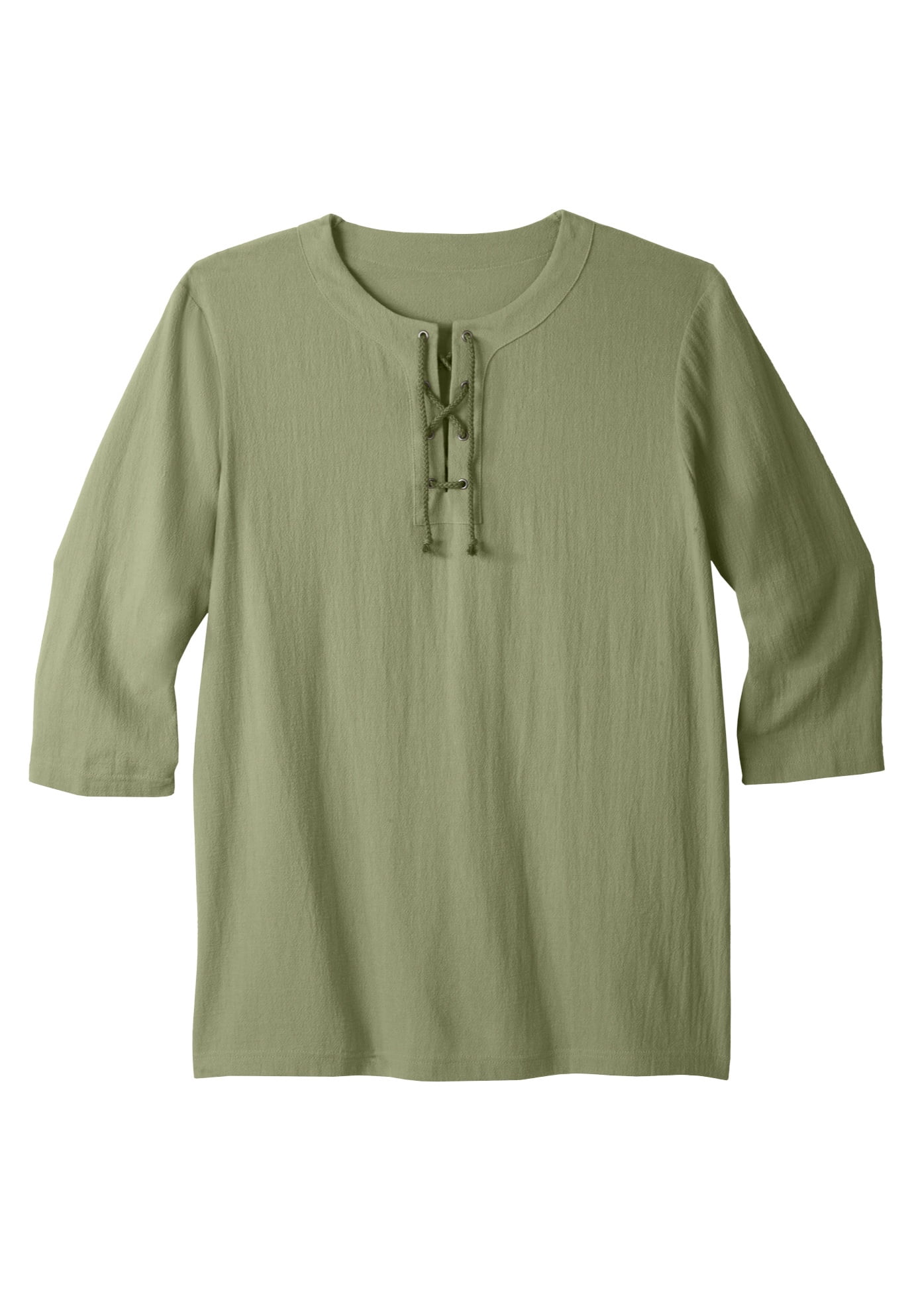 KingSize Men's Big & Tall Gauze Lace-Up Shirt - Walmart.com