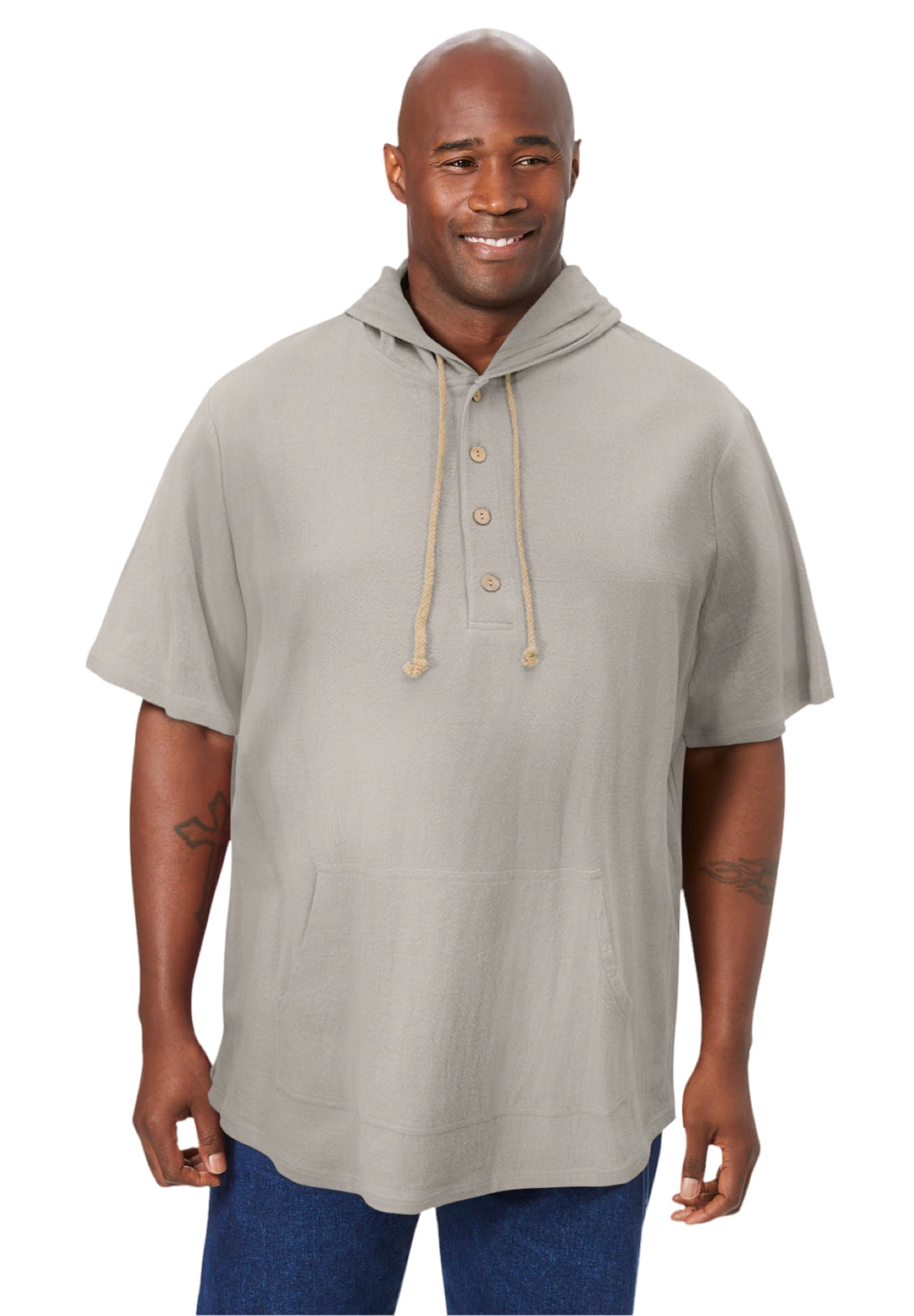 KingSize Men's Big & Tall Gauze Short-Sleeve Hoodie - Walmart.com