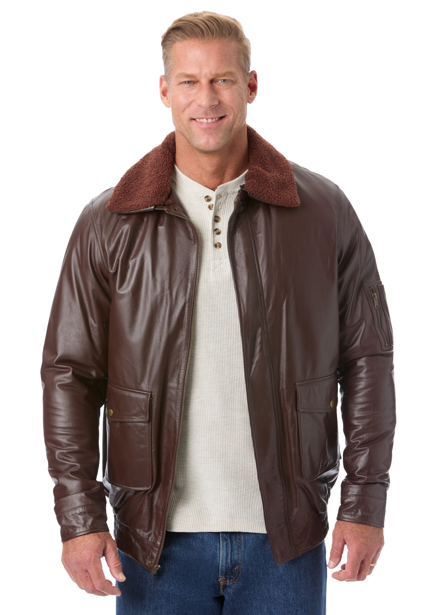 Big And Tall Leather Bomber Jacket