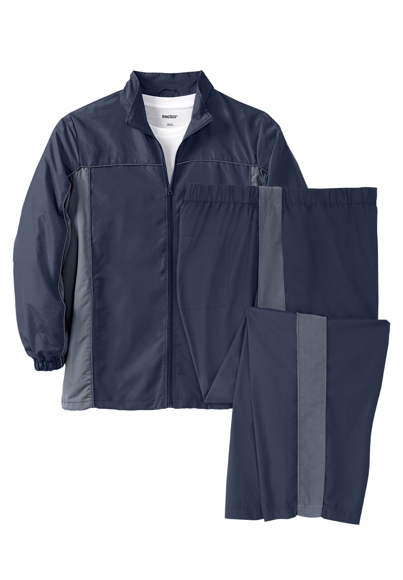 KingSize Men's Big & Tall Long Sleeve Colorblock Tracksuit - 4XL, Navy ...