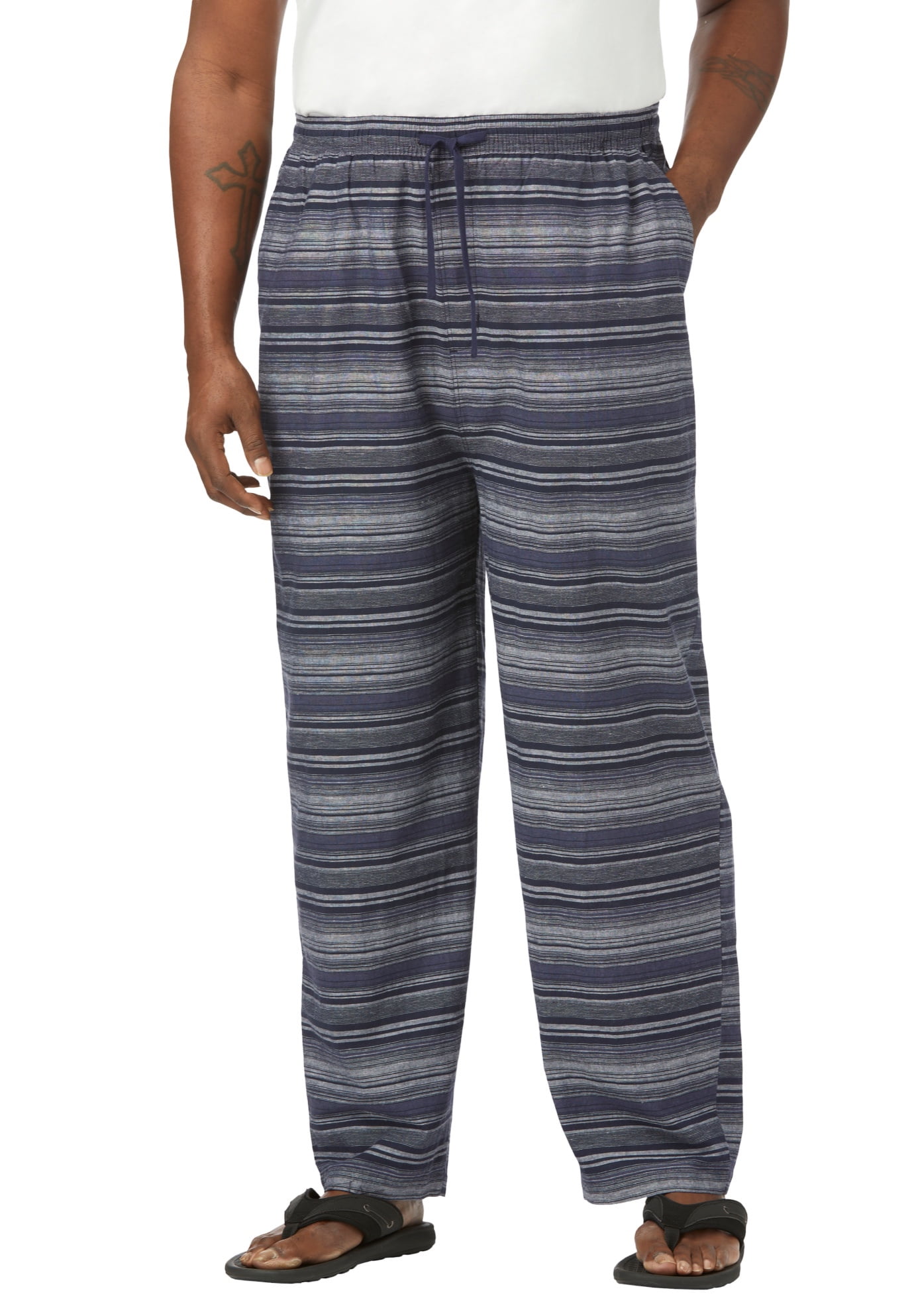 KingSize Men's Big & Tall Open Bottom Full Elastic Waist Hemp Pants ...