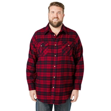 Wrangler Men's Big and Tall Plaid Flannel Shirt, Big Size Up To 6XL And ...