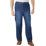 Kingsize Men's Big and Tall Relaxed Fit Cargo Sweatpants, Denim Look ...