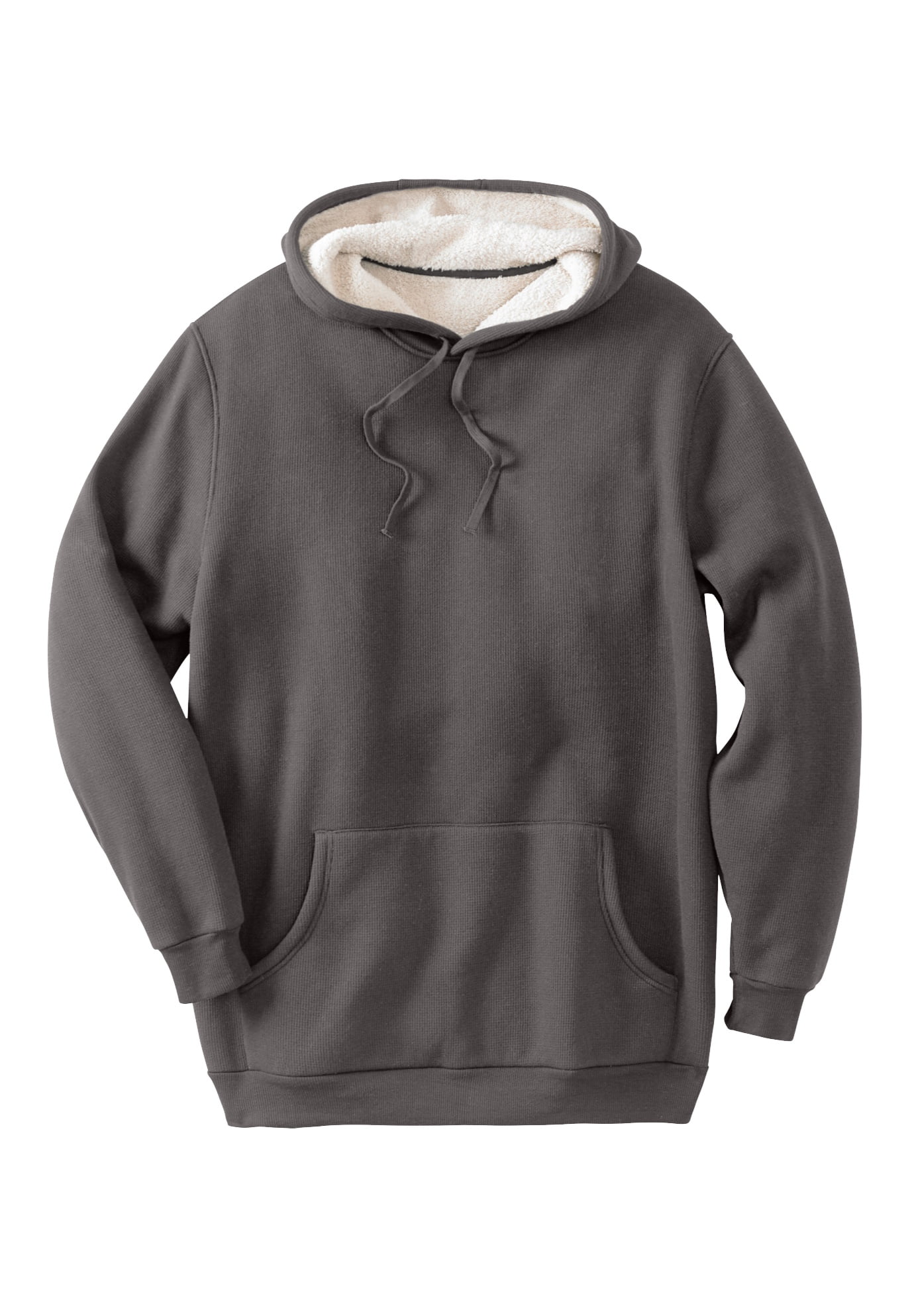 KingSize Men's Big & Tall Sherpa-Lined Thermal Waffle Pullover Hoodie ...