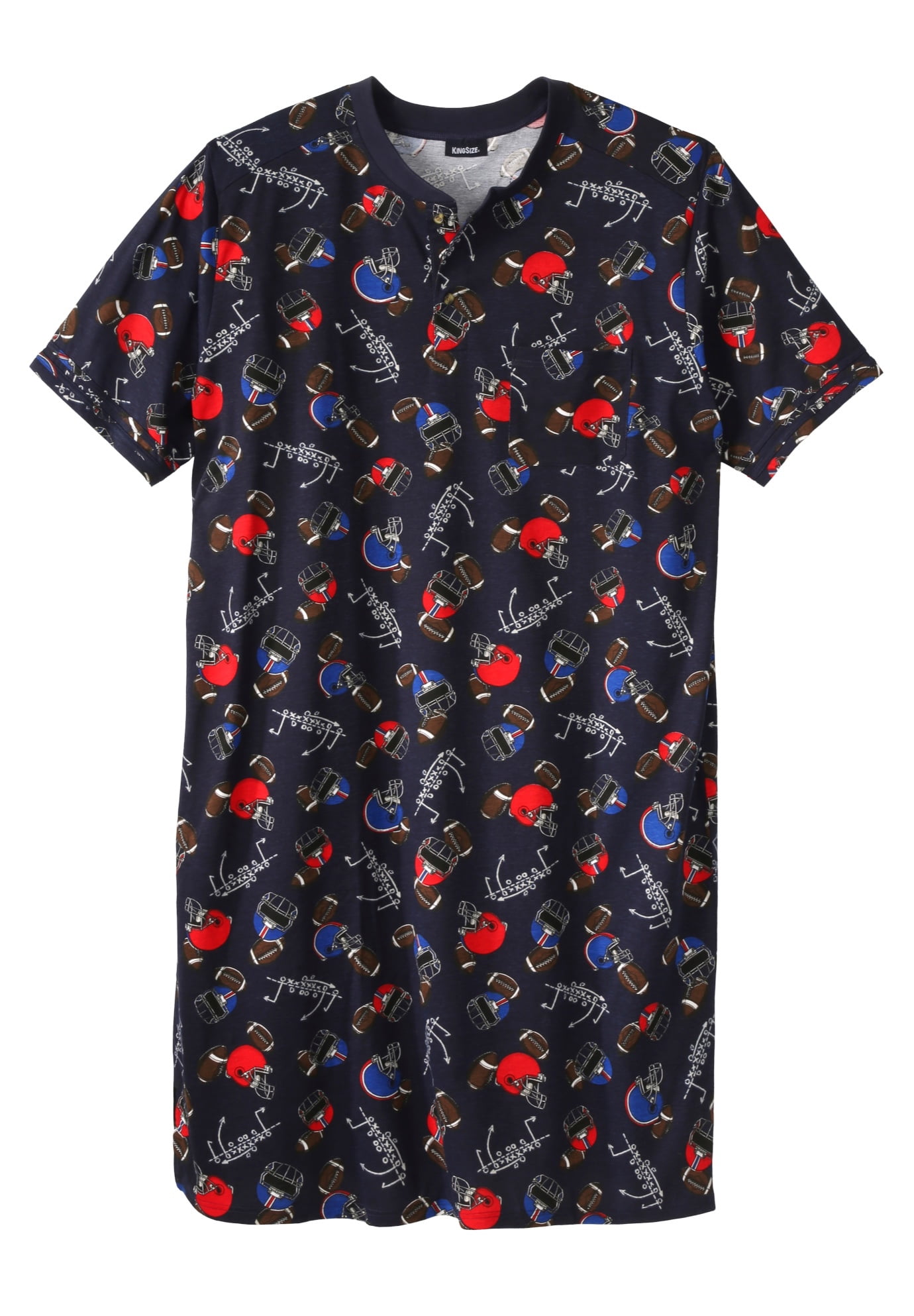 KingSize Men's Big & Tall Short-Sleeve Jersey Henley Nightshirt ...