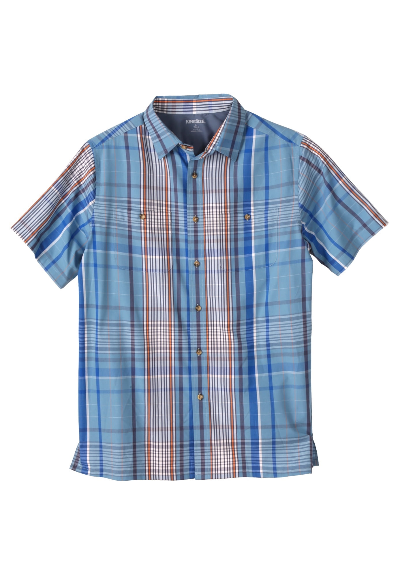 KingSize Men's Big & Tall Short-Sleeve Plaid Sport Shirt - Walmart.com