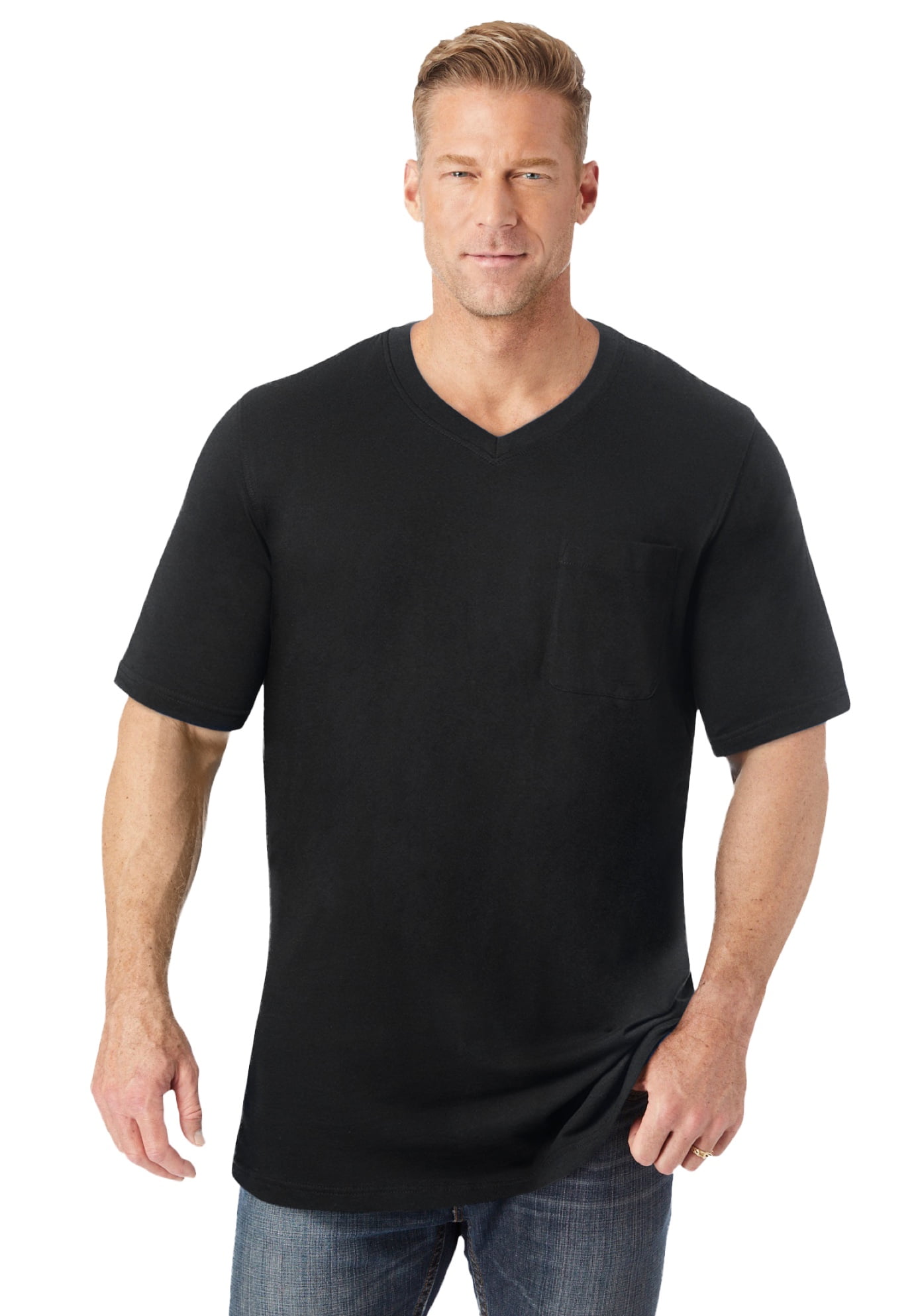 KingSize Men's Big & Tall Shrink-Less Lightweight Longer-Length V-Neck ...