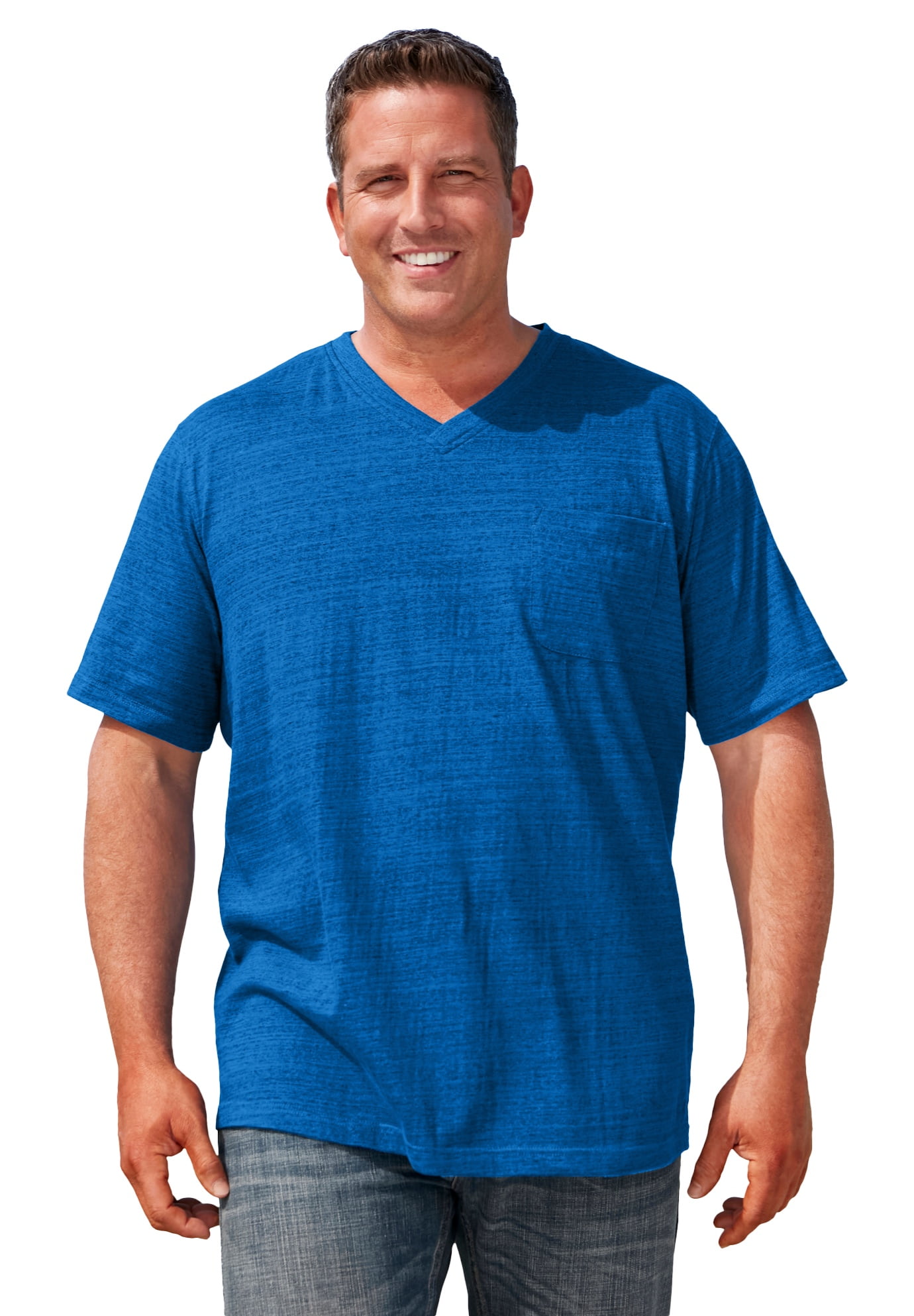 KingSize Men's Big & Tall Shrink-Less Lightweight V-Neck Pocket T-Shirt ...