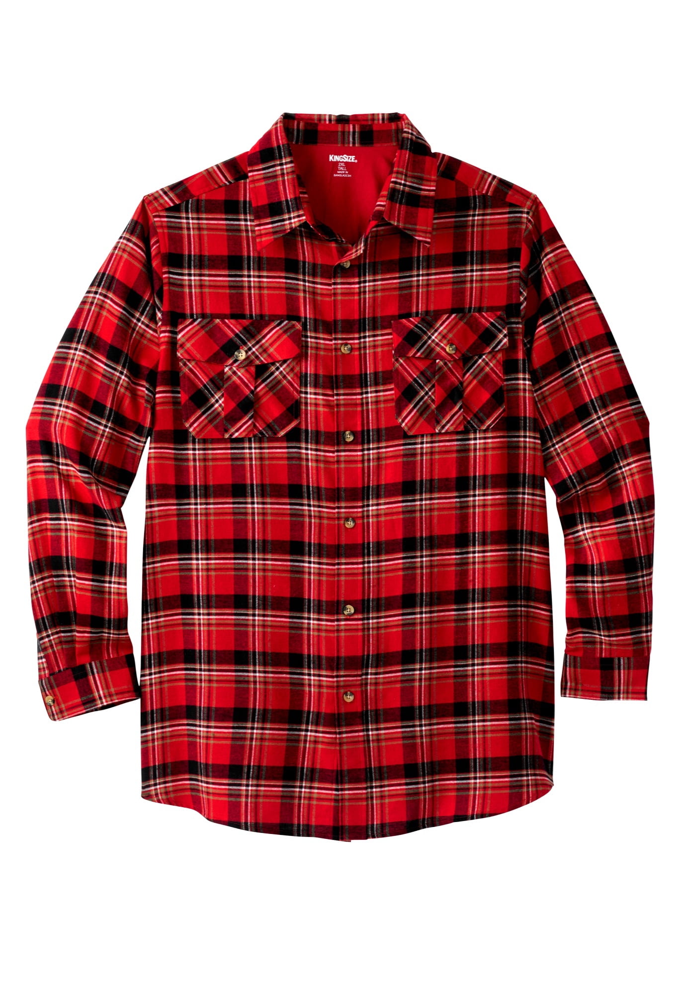 KingSize Men's Big & Tall Signature Plaid Flannel Shirt - Walmart.com