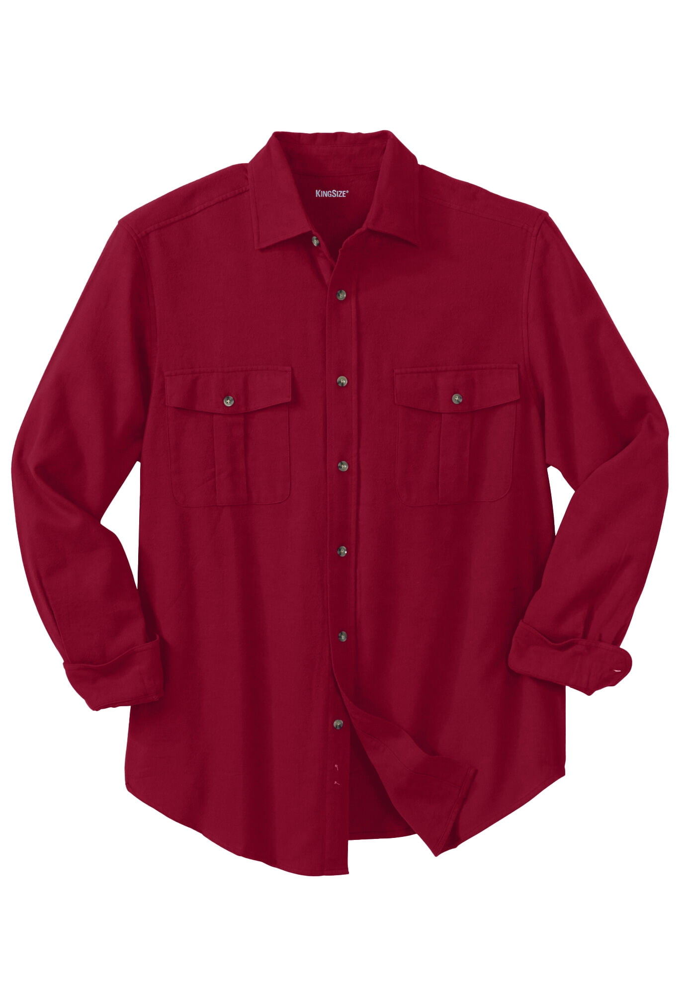 KingSize Men's Big & Tall Signature Solid Flannel Shirt - Walmart.com