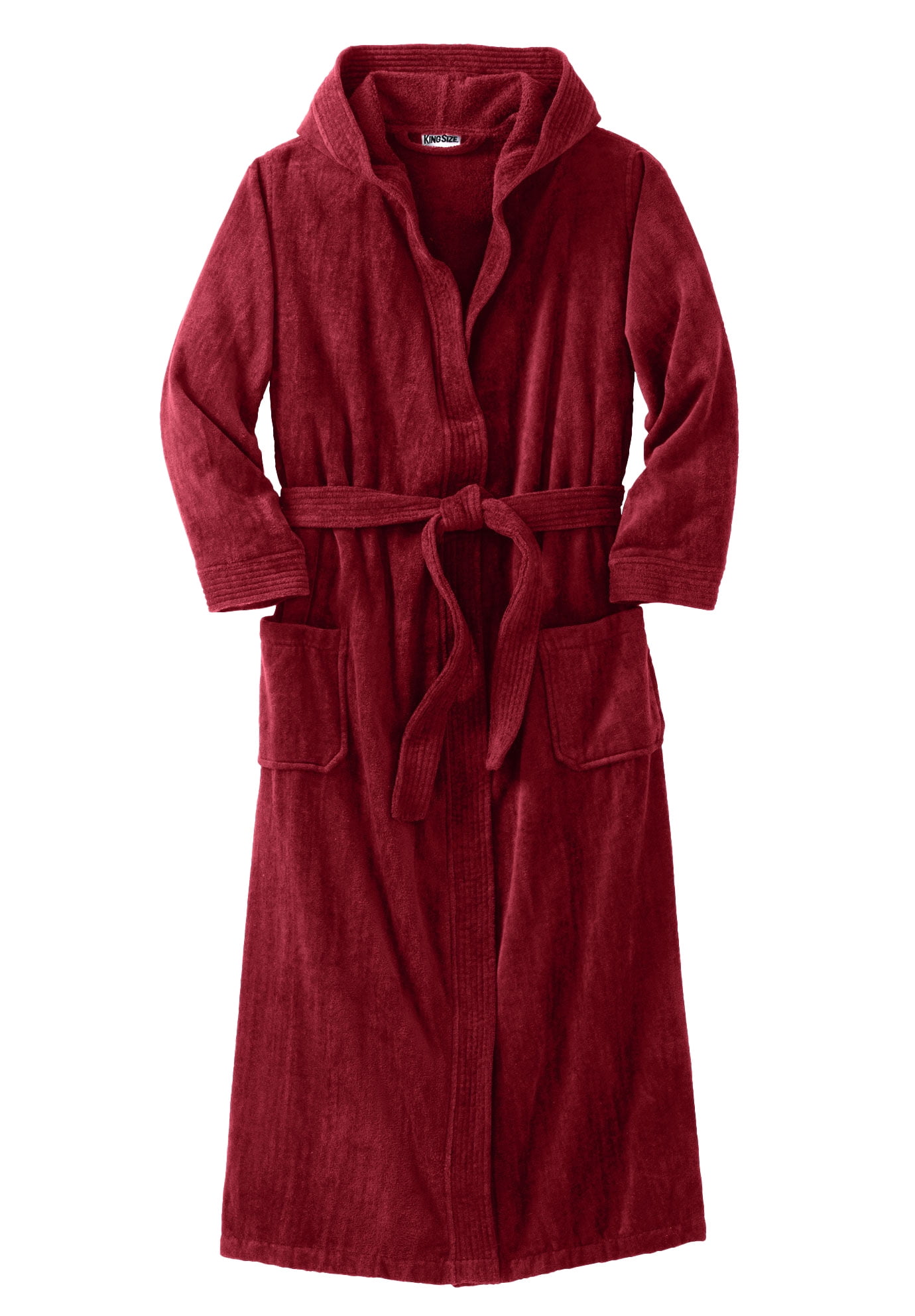 KingSize Men's Big & Tall Terry Velour Hooded Maxi Robe - XL/2XL, Rich ...