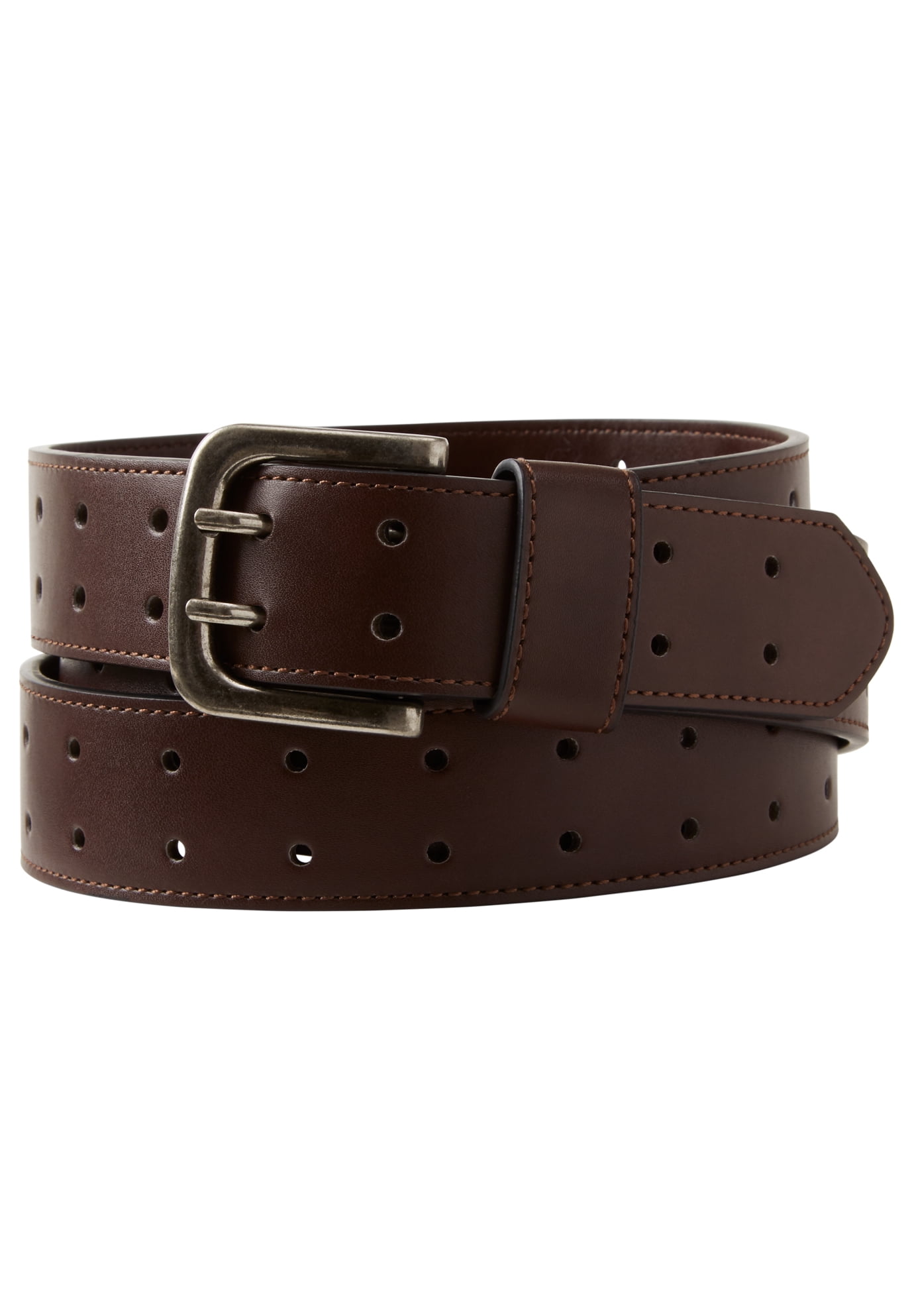KingSize Men's Big & Tall Genuine Leather Double Prong Belt with Edge ...
