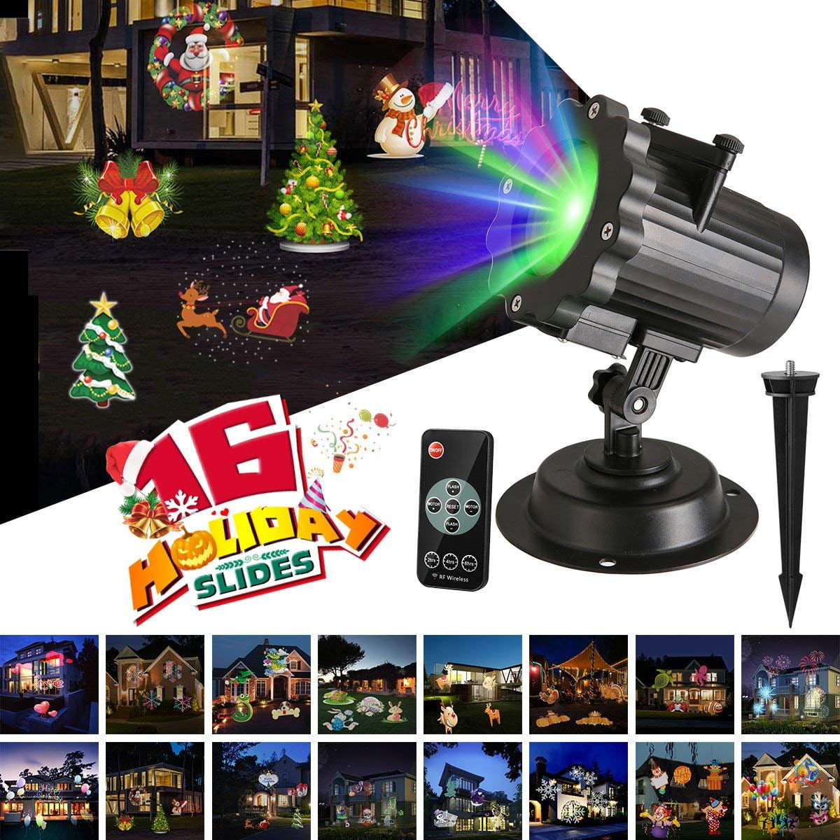 KingWill Projector Lights, Upgrade 16 Slides Waterproof IP65 Outdoor ...