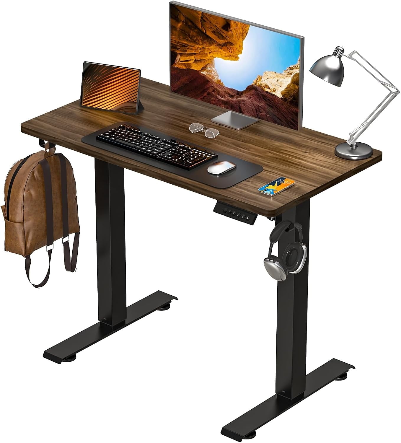 Kingant Standing Desk Height Adjustable Small Electric Stand Up Desks ...