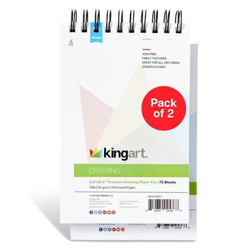 Kingart Drawing Paper Pad, Pack of 2, 5.5 x 8.5 inches, 75 Pages Each ...