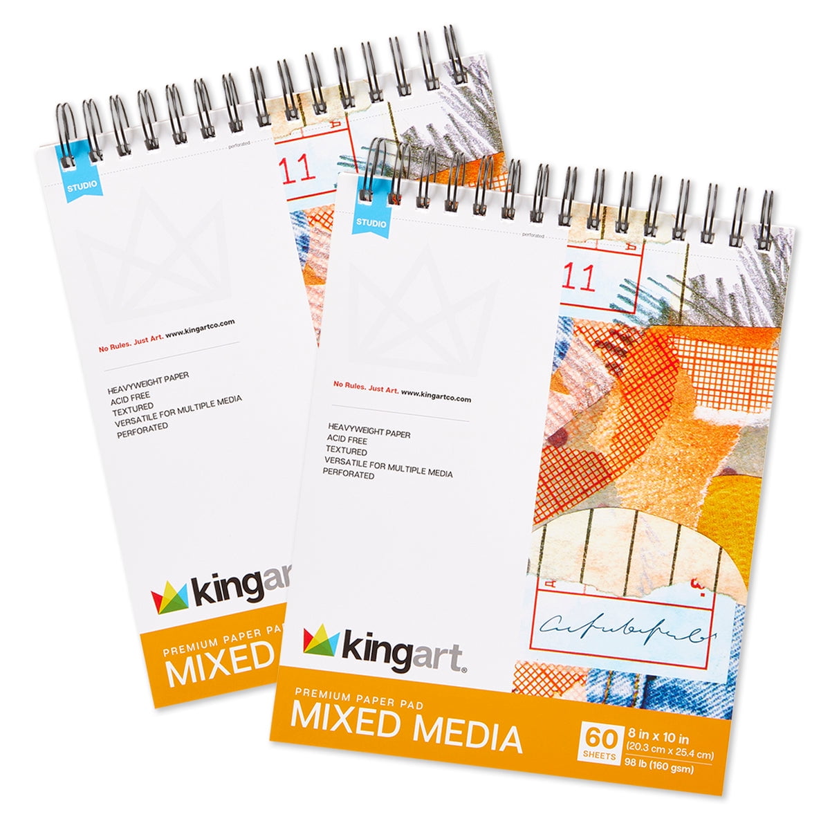 Kingart Mixed Media Sketchbook, 2 Pack, 8 x 10 inches, 60 White Sheet ...
