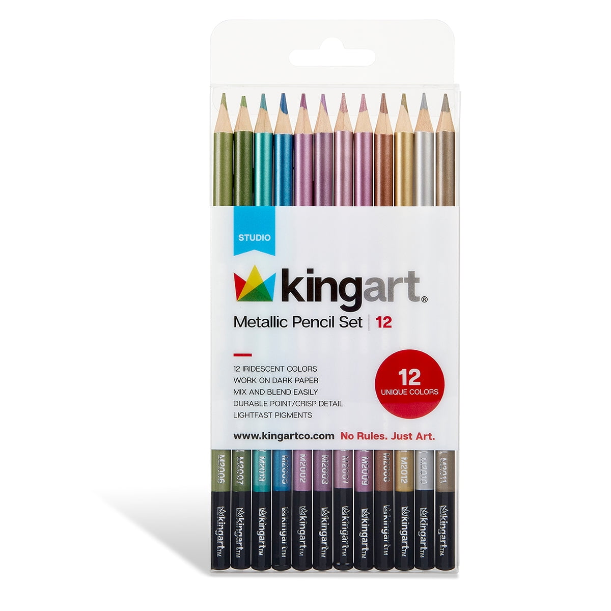 Kingart Metallic Colored Pencils, 12 Vibrant Colors for Drawing ...