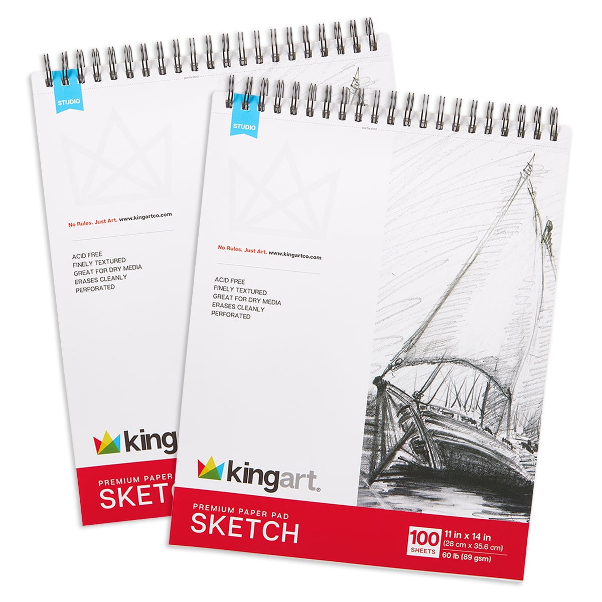 Kingart Sketch Paper, Pack of 2, 11 x 14 inches, 100-Sheet Pads, White ...