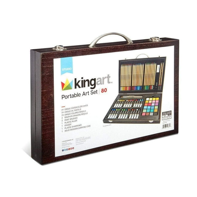 Kingart Studio, Mixed Media Art Set, Wood Case, 80 Unique Pieces, for ...