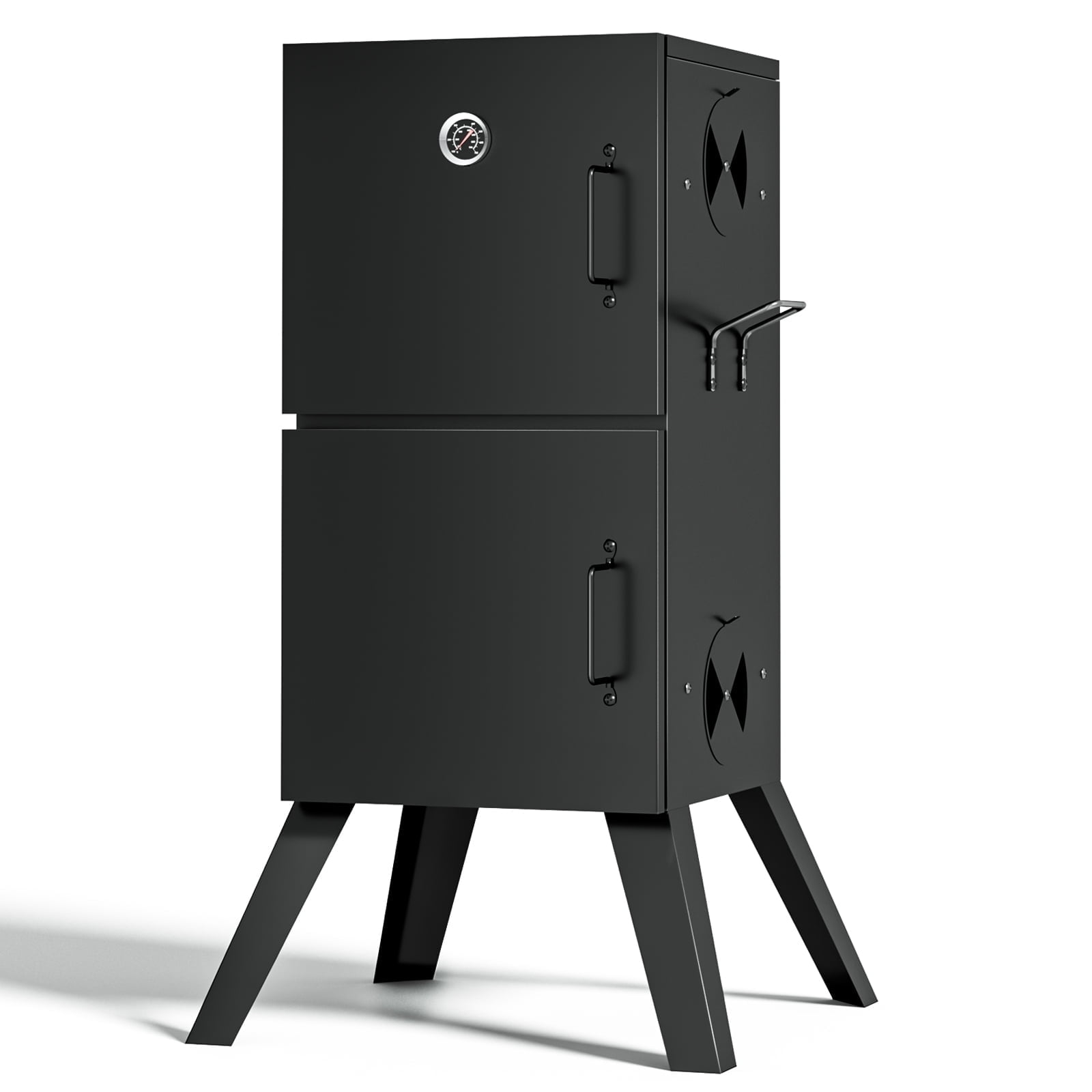 Kingchii Vertical Charcoal Smoker BBQ Grill with Built-in Thermometer ...