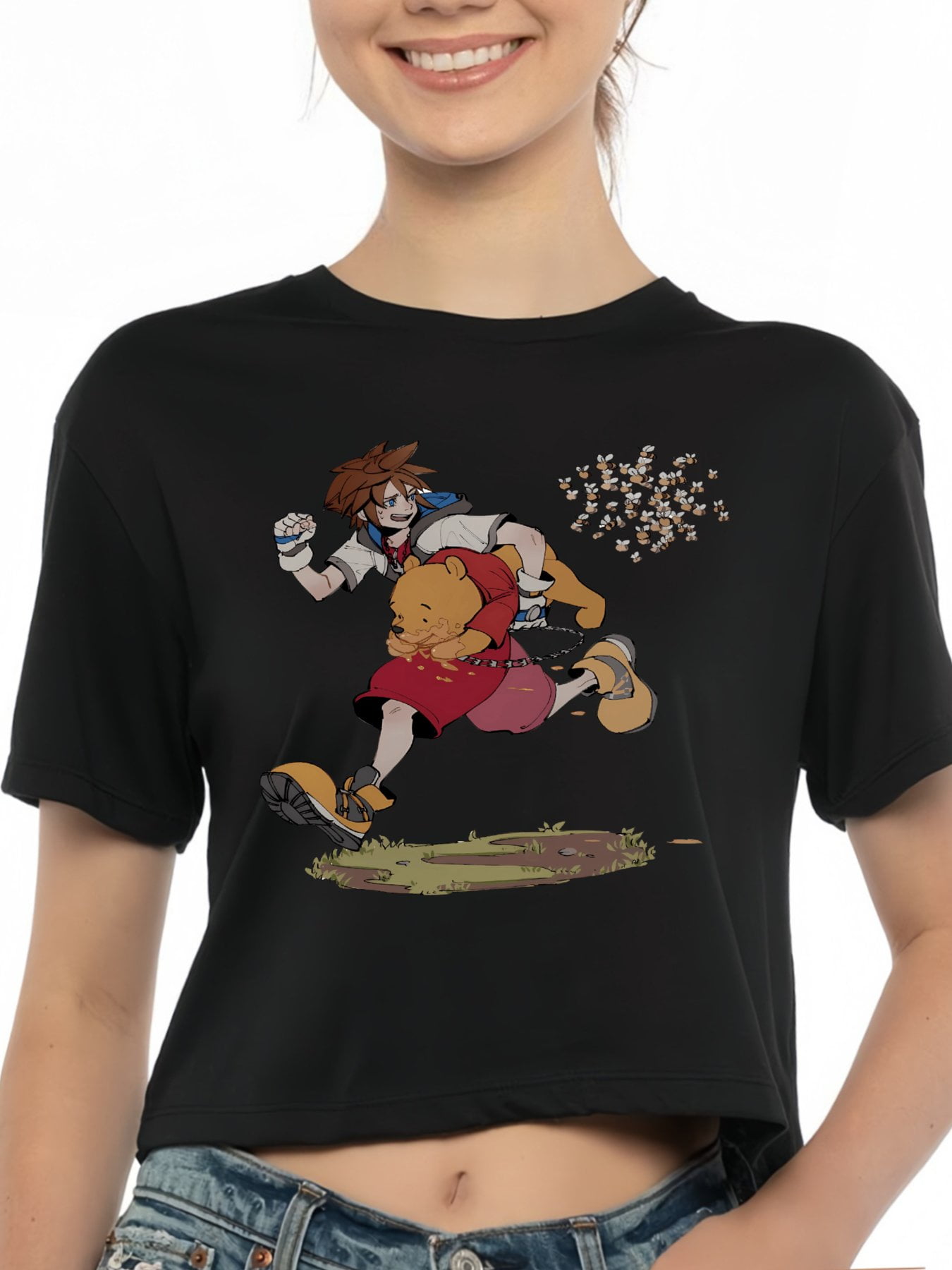 Kingdom Hearts Sora Womens Shorts Sleeve Crop Tops Summer Short-Sleeved ...