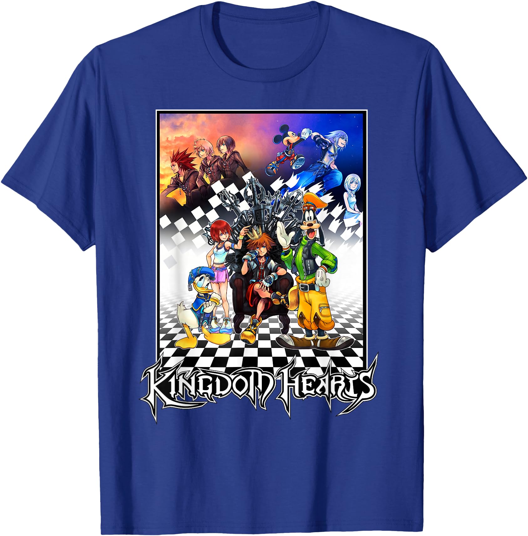 Kingdom Hearts Throne DTG Print Unisex T-Shirt,Royal Blue Color,Size YM ...