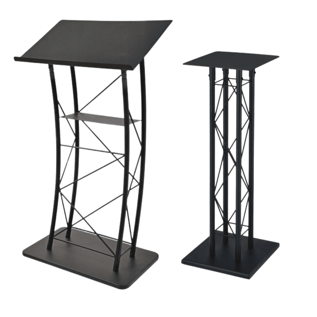 Kingdom KMLSTLKM2 Modern Black Metal Podium & Side Stand Bundle (KMLSTL ...