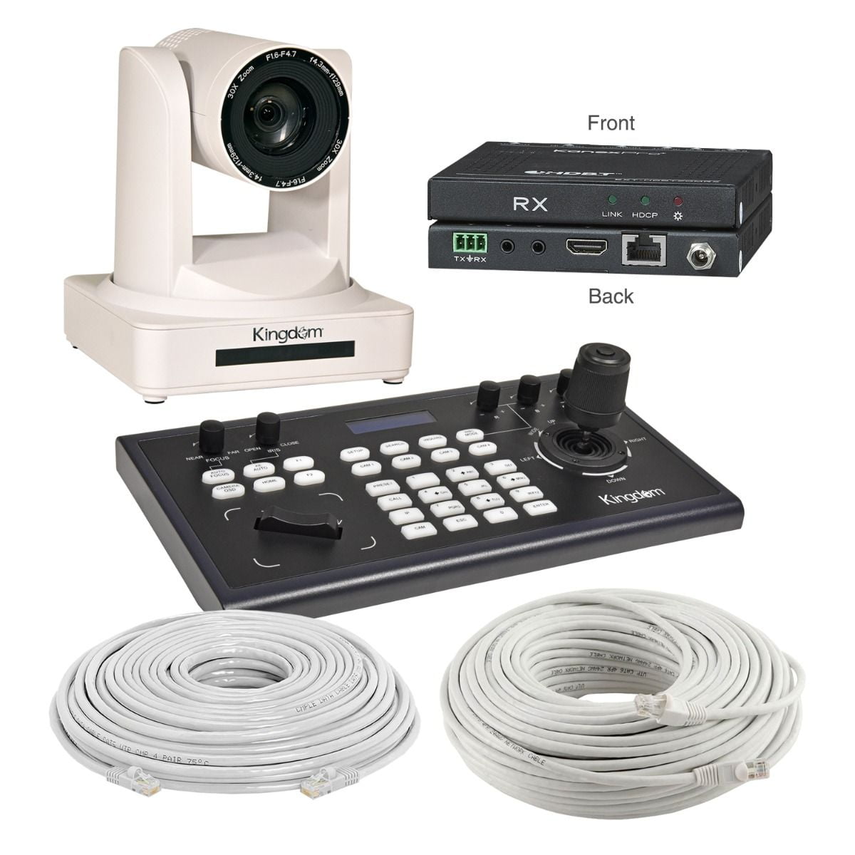 Kingdom KRVC30 Remote Controlled 30x One White Camera Bundle with ...